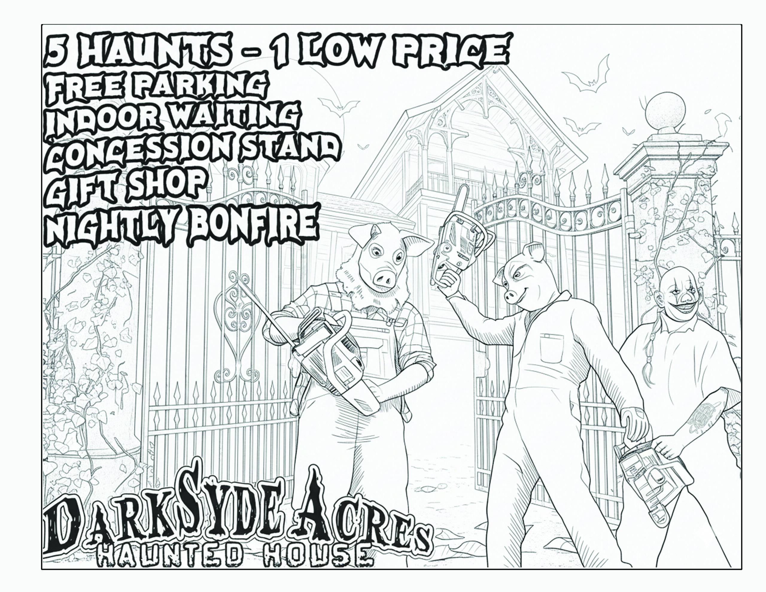 Coloring Page - DarkSyde Acres Haunted HouseDarkSyde Acres Haunted House